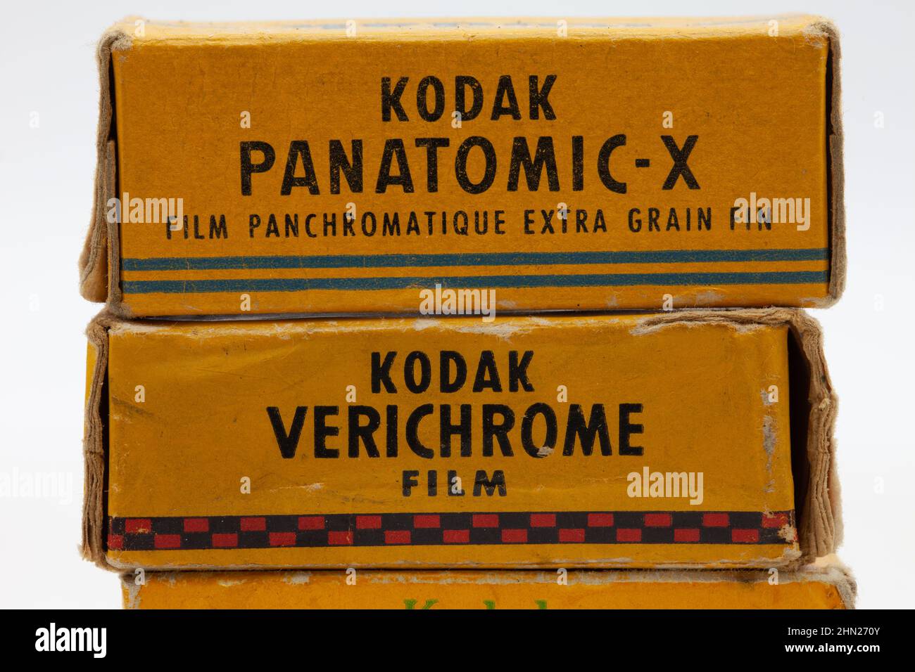 Closeup of boxed rolls of vintage Kodak Panatomic - X and Verichrome ...