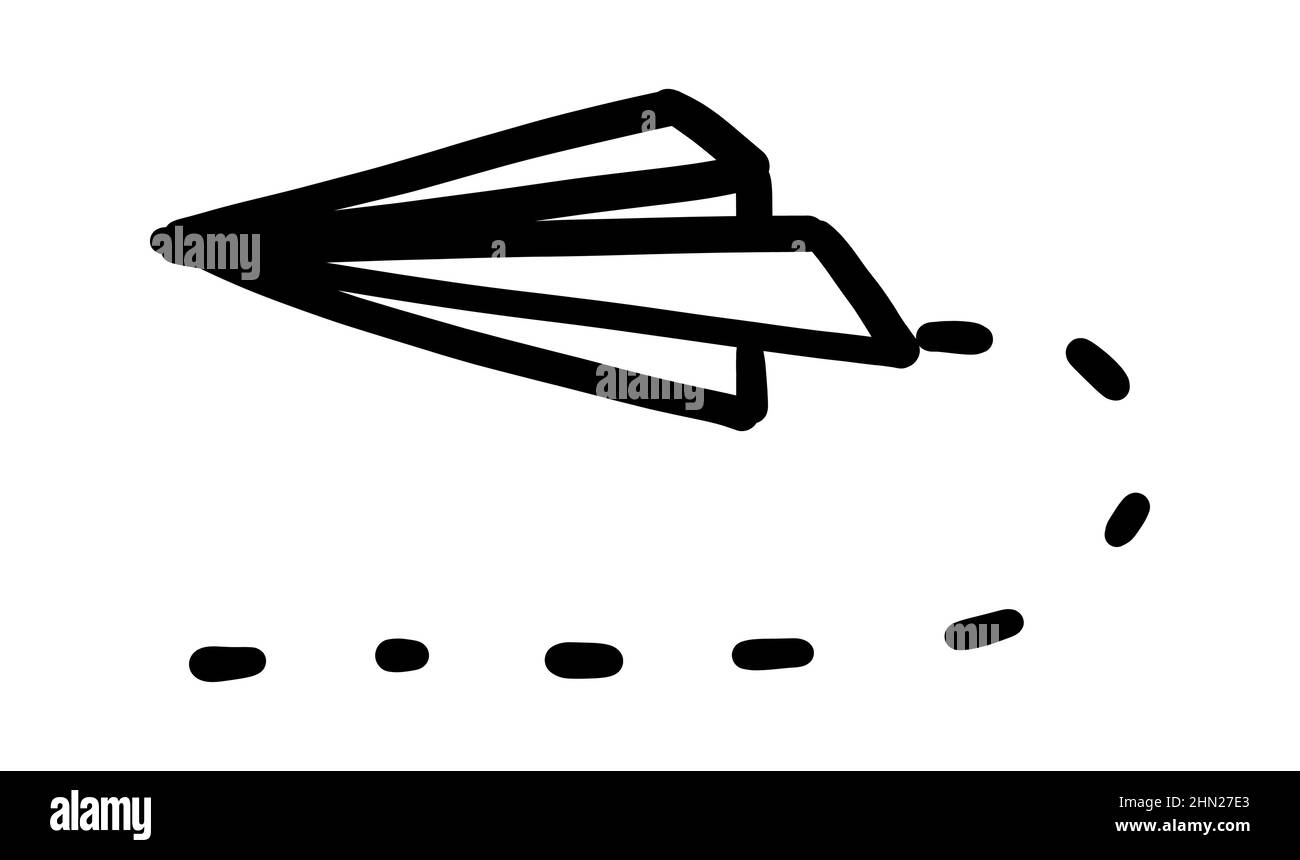 Paper aeroplane doodle. Simple paper planes. Ship trace. Hand drawn ...