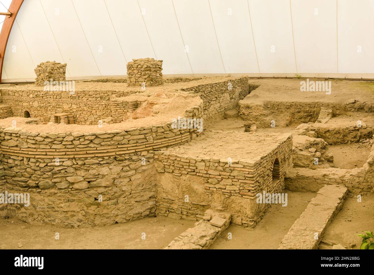 KOSTOLAC, SERBIA - JULY 21, 2019 Part of olf Roman Bathhouse at ...