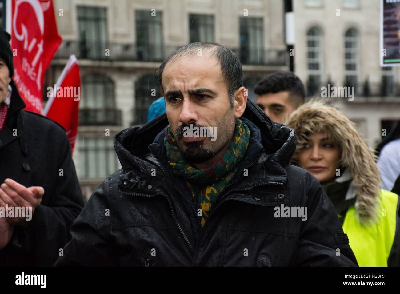 London, UK. 13 February 2021. Marching for freedom for Ocalan is a ...