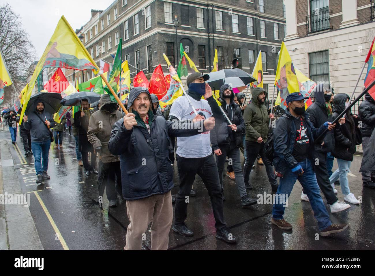 London, UK. 13 February 2021. Marching for freedom for Ocalan is a ...
