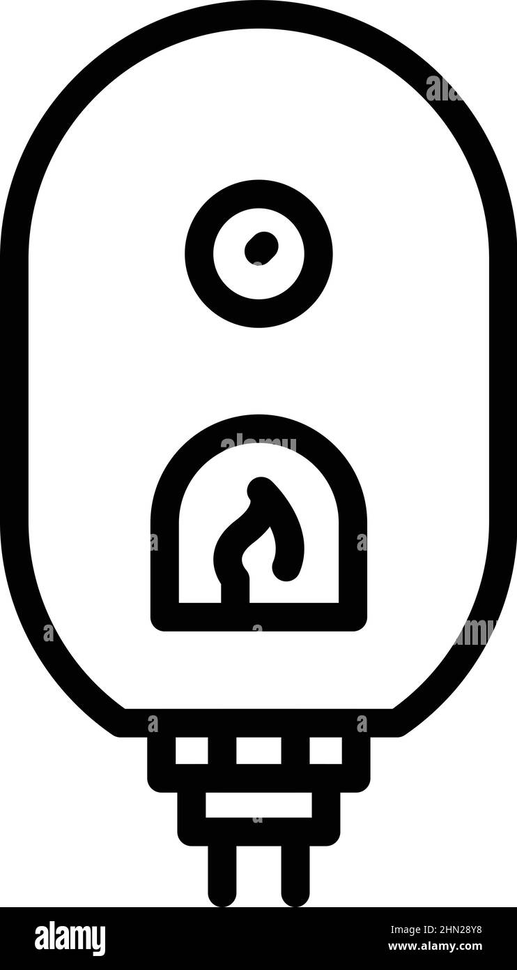 Gas boiler flame icon outline vector. Electric system. Home water Stock ...