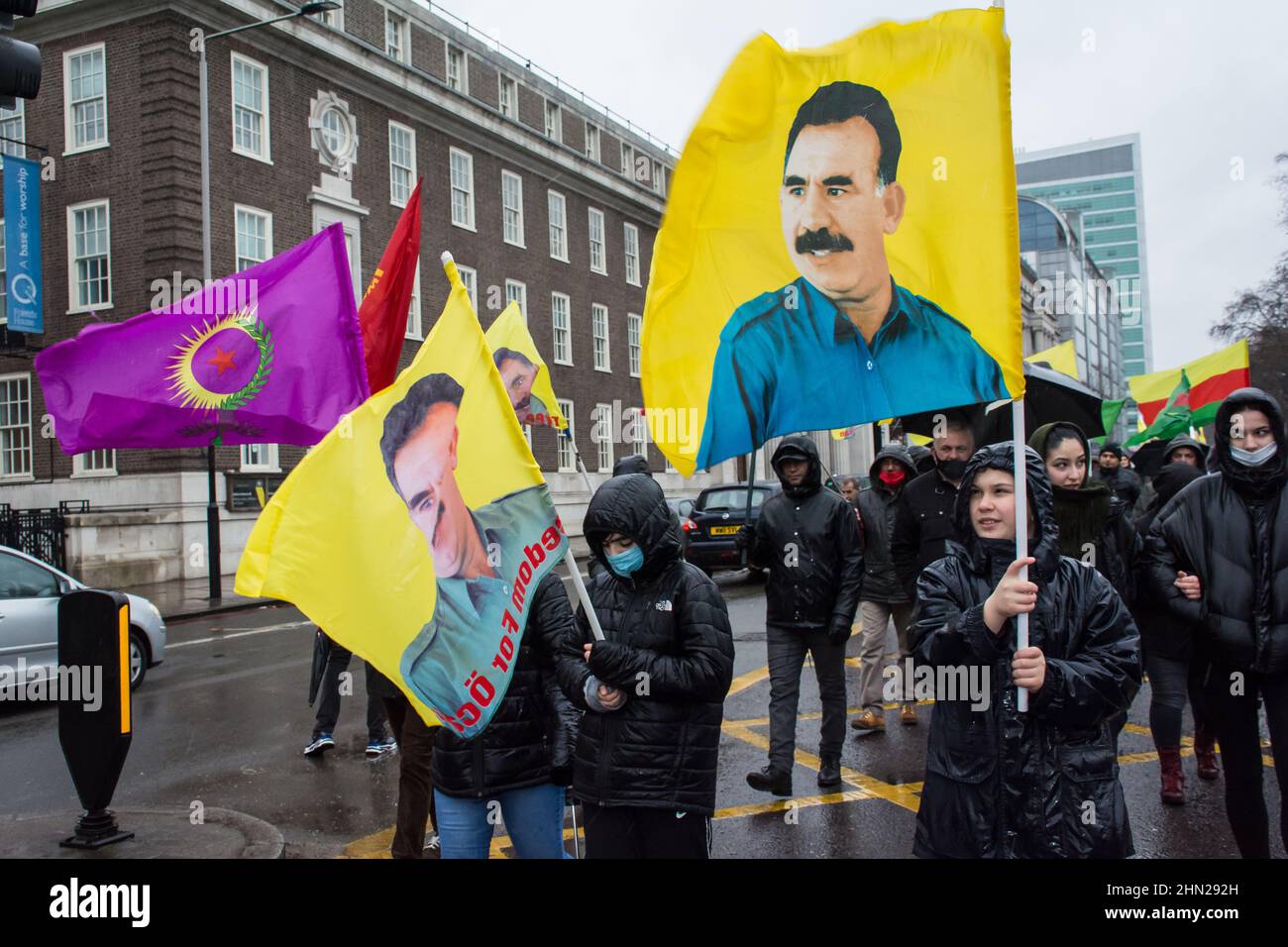 London, UK. 13 February 2021. Marching for freedom for Ocalan is a ...