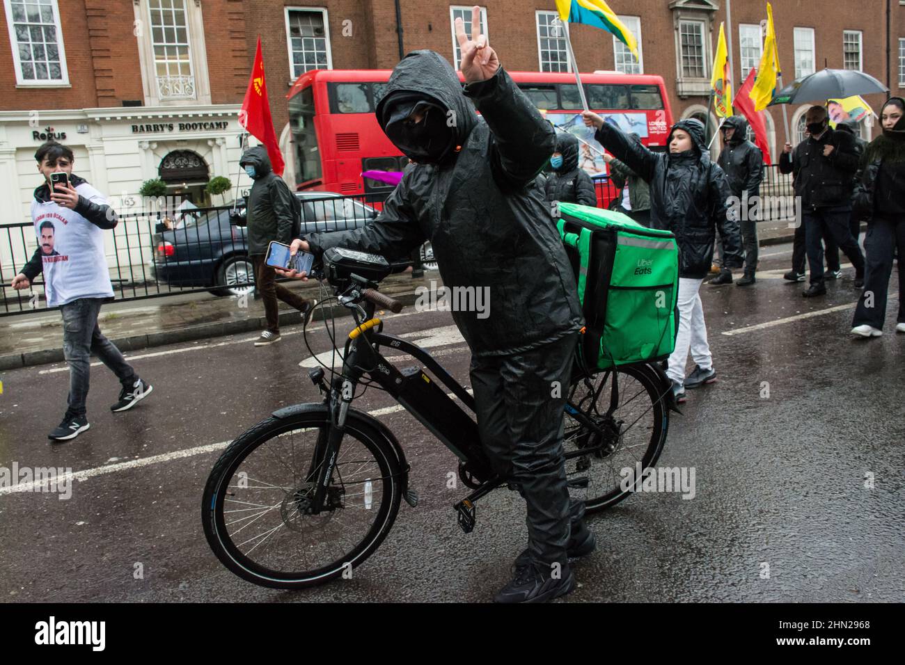London, UK. 13 February 2021. Marching for freedom for Ocalan is a ...