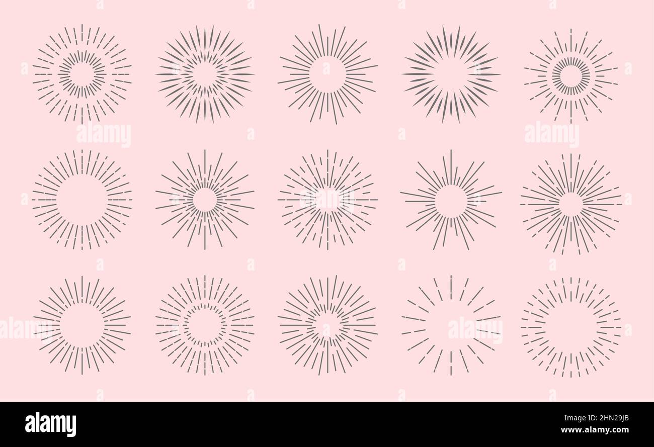 Sunburst beams logo. Sun burst doodle beam. Radial sunrise vector icon ...