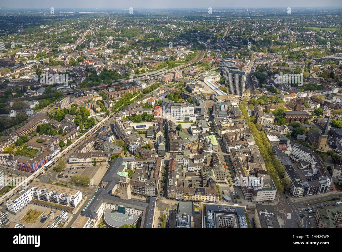 Aerial view, Forum City Mülheim, City Centre, Mülheim Main Station, Old ...