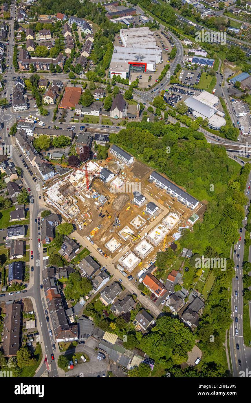 Aerial view, location view, construction site and new building residential area Rudolf-Harbig ...