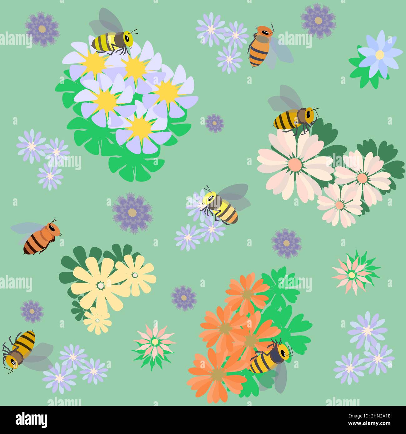 pattern insects and flowers without background Stock Vector Image & Art ...