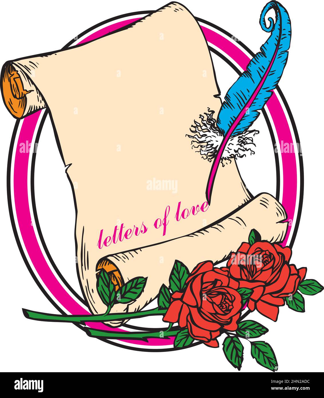 Roses and Love Letter Vector Illustration Stock Vector Image & Art - Alamy