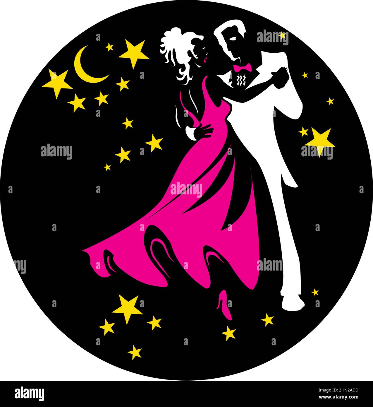 Prom Couple with Stars and Moon Vector Illustration Stock Vector Image ...