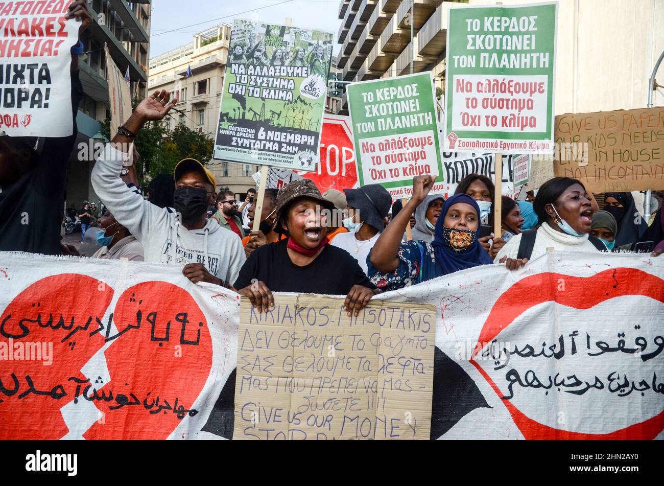 Refugees protest in Athens denying living in the Greek refugee camps ...