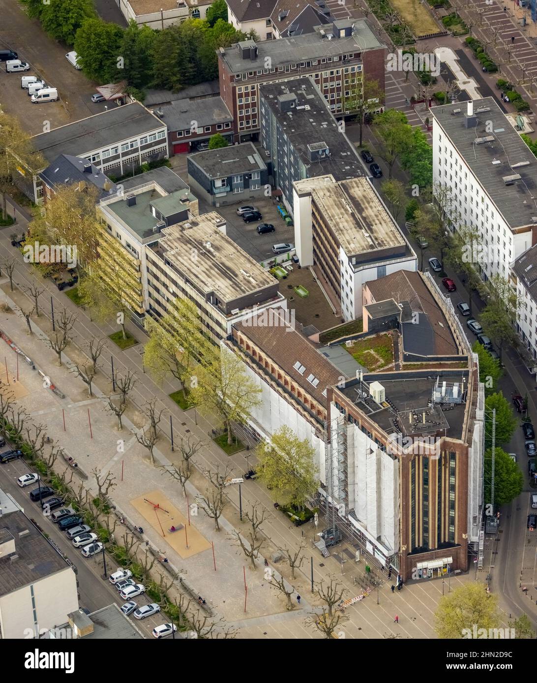 Aerial view, Bert-Brecht-Haus, city centre, Oberhausen, Ruhr area ...