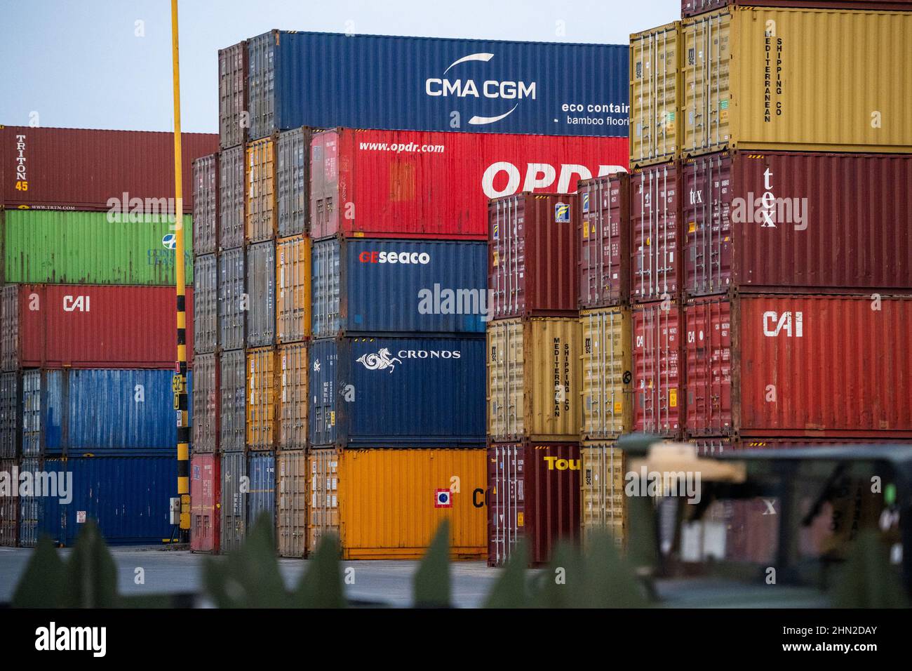 Shipping containers seen at the Baltic Container Terminal in Gdynia ...