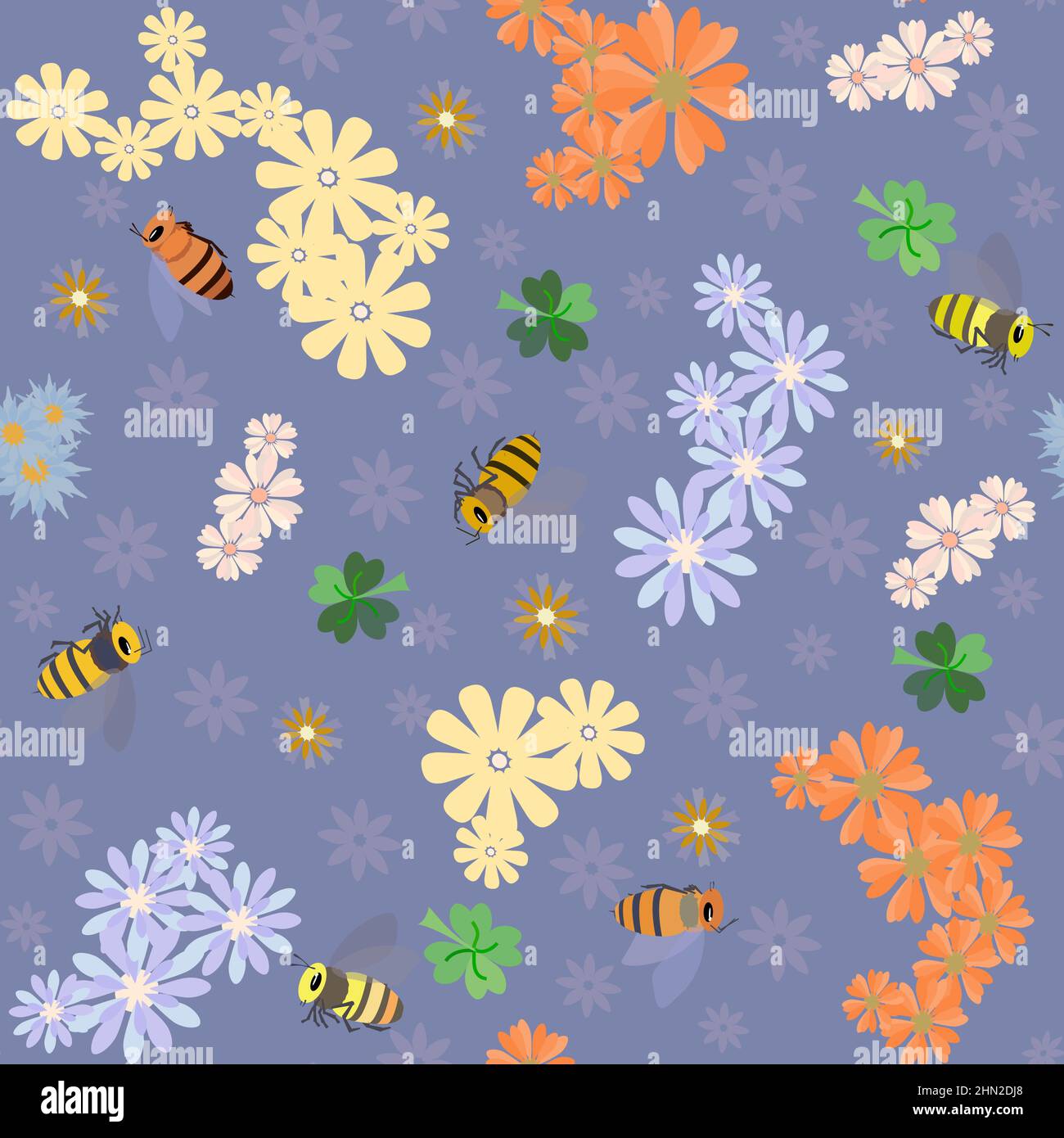 pattern insects and flowers without background Stock Vector Image & Art ...
