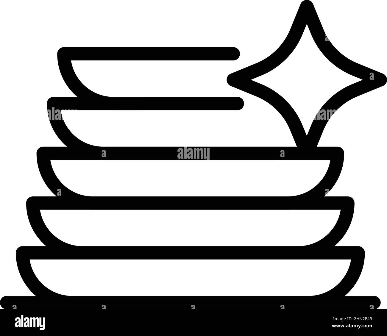 Clean dish stack icon outline vector. Wash label. Liquid detergent ...