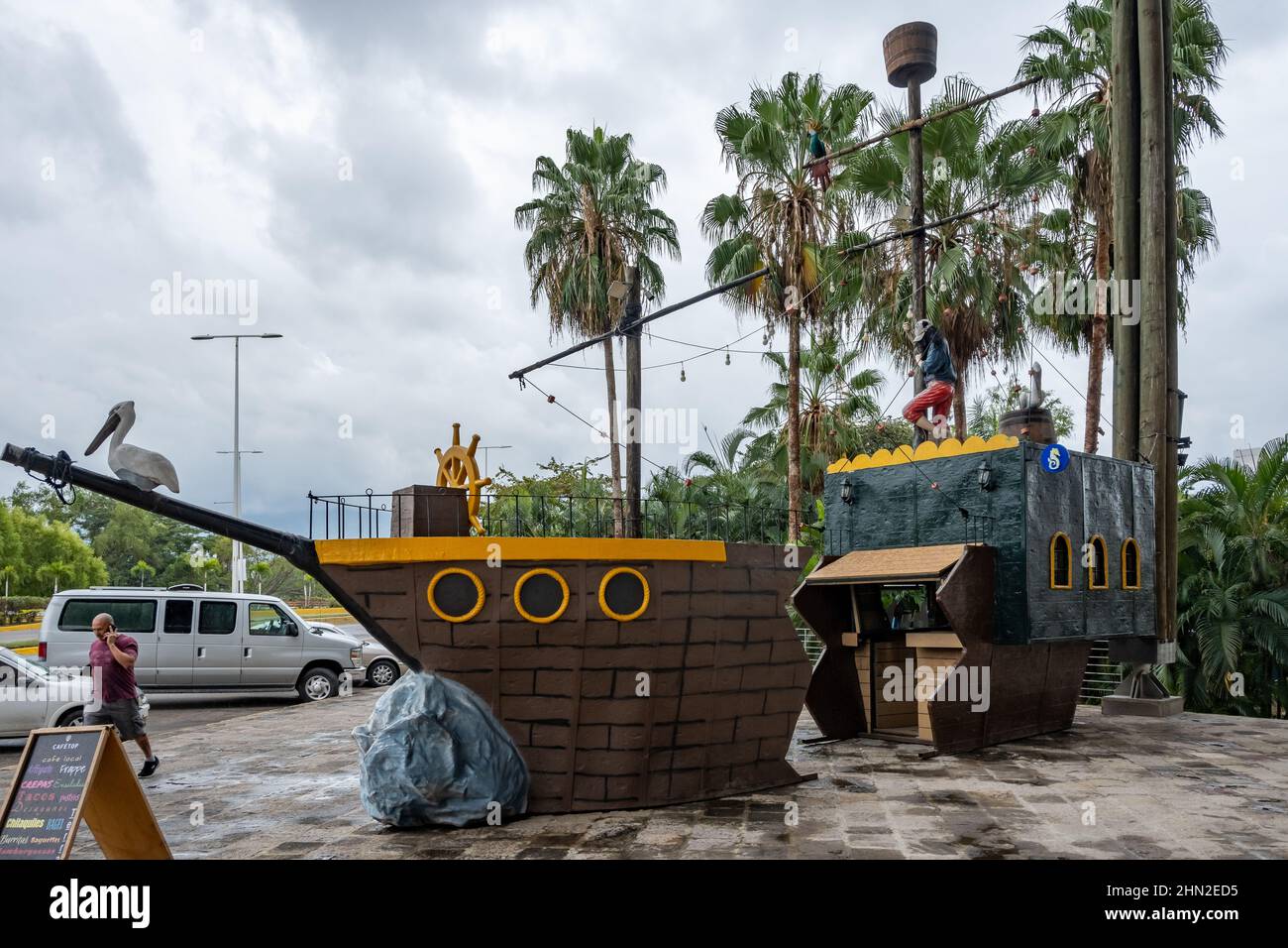 Information booth decorated as a pirate ship. Puerto Vallarta, Jalisco ...