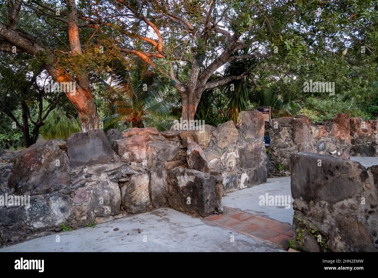 Stone walls of historic Fort San Basilio, or Fuerte de la Contaduria ...