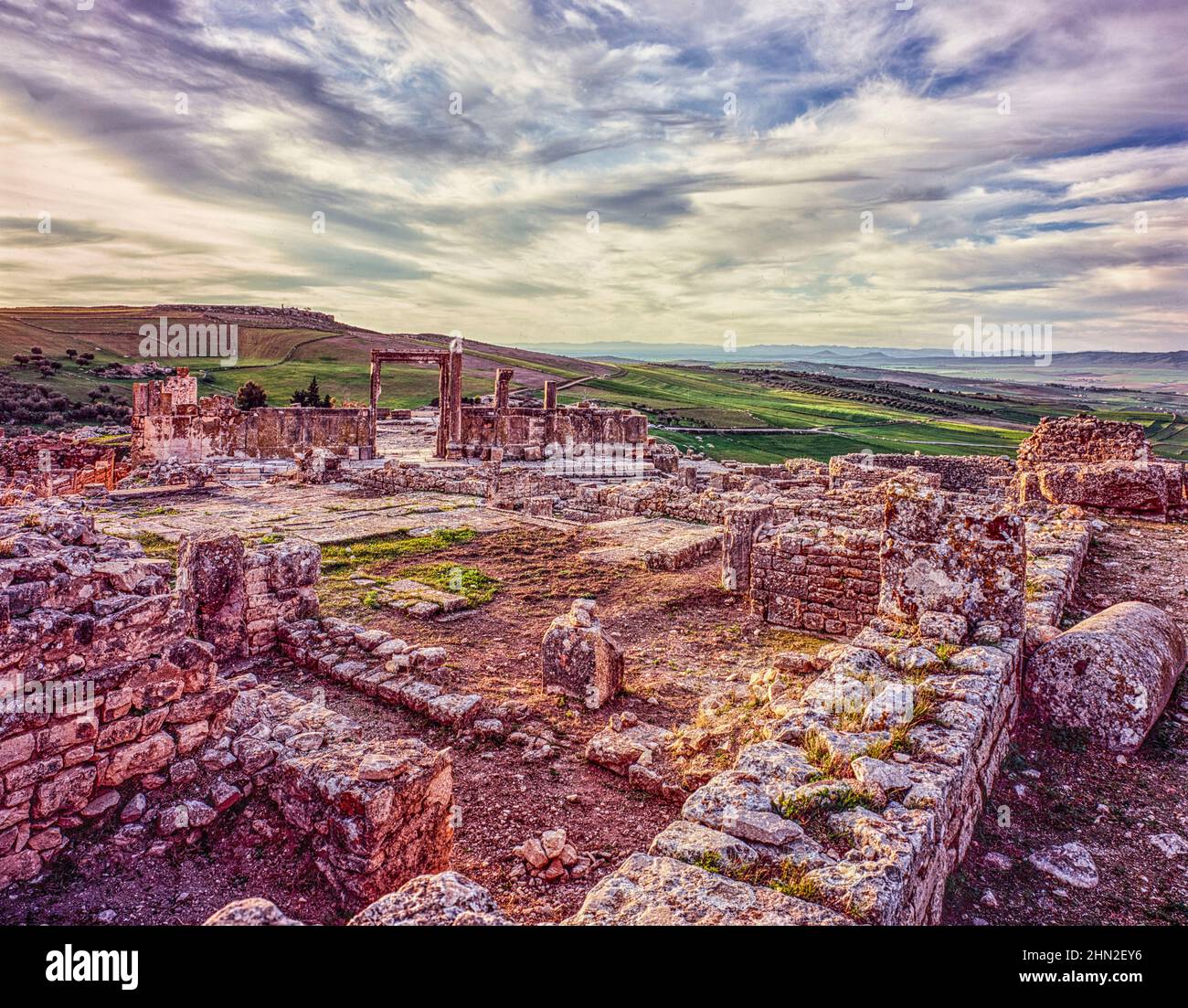 Dramatic, print ready, view of the Kato Paphos Archaeological Park ...
