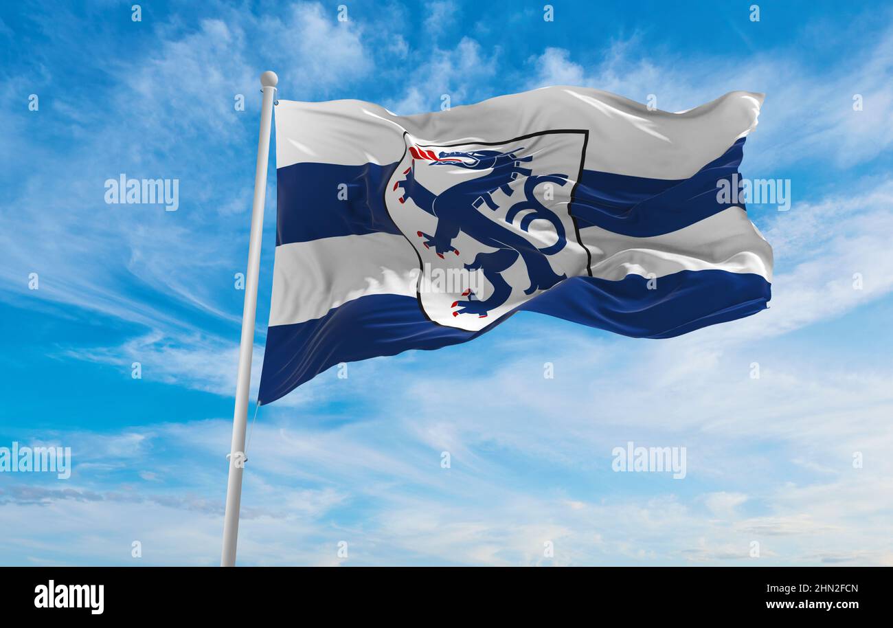 flag of Ingolstadt at cloudy sky background on sunset, panoramic view ...