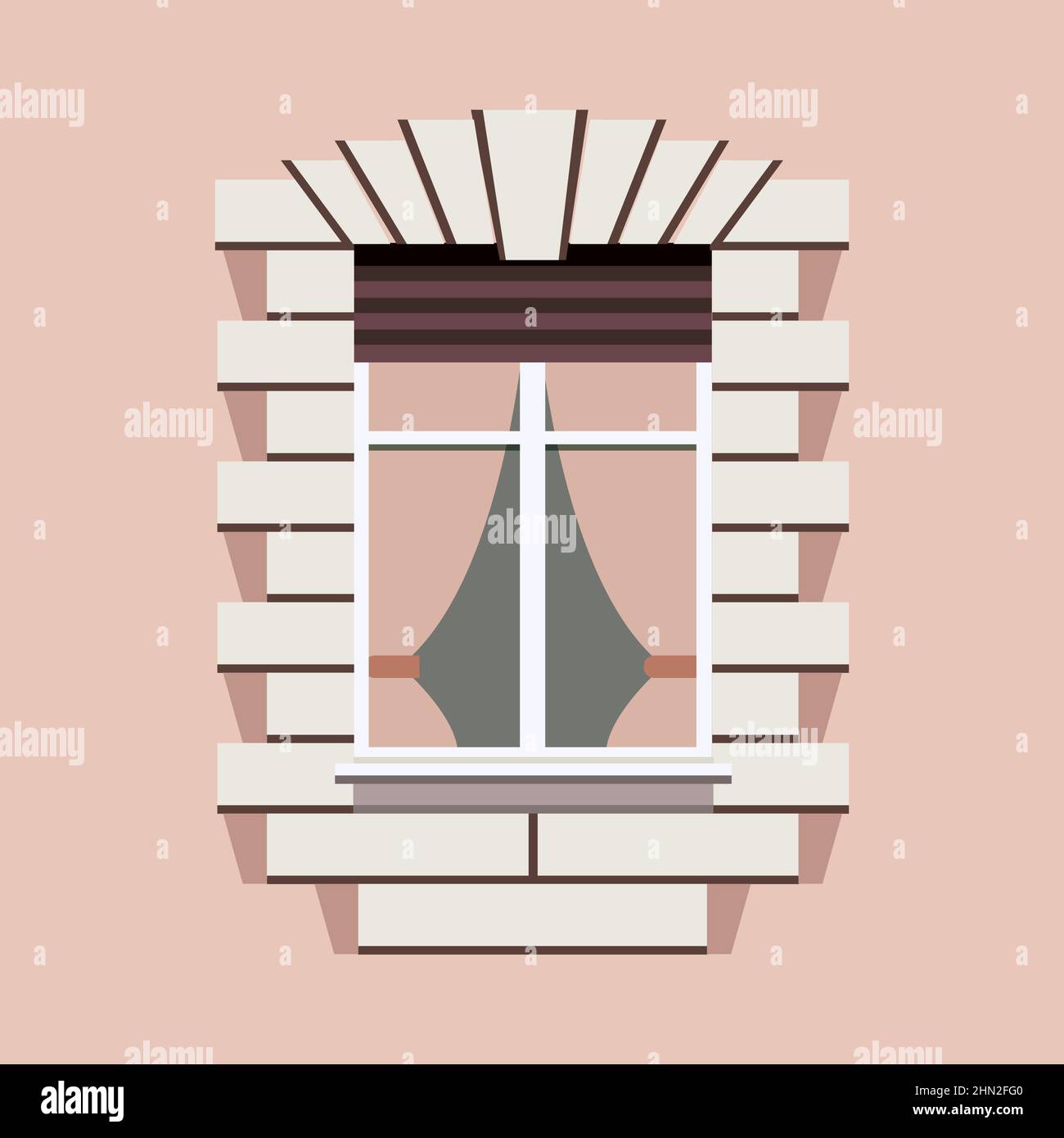 Modern windows with curtains. vector illustration. window close-up ...