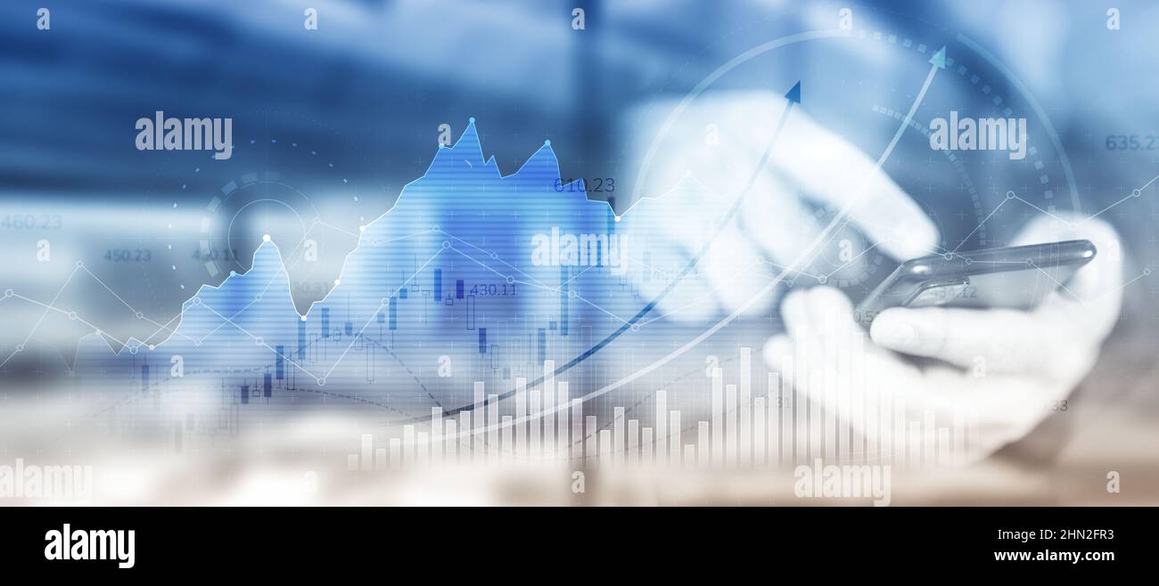 Virtual screen with stock market changes. Business Finance graph chart ...