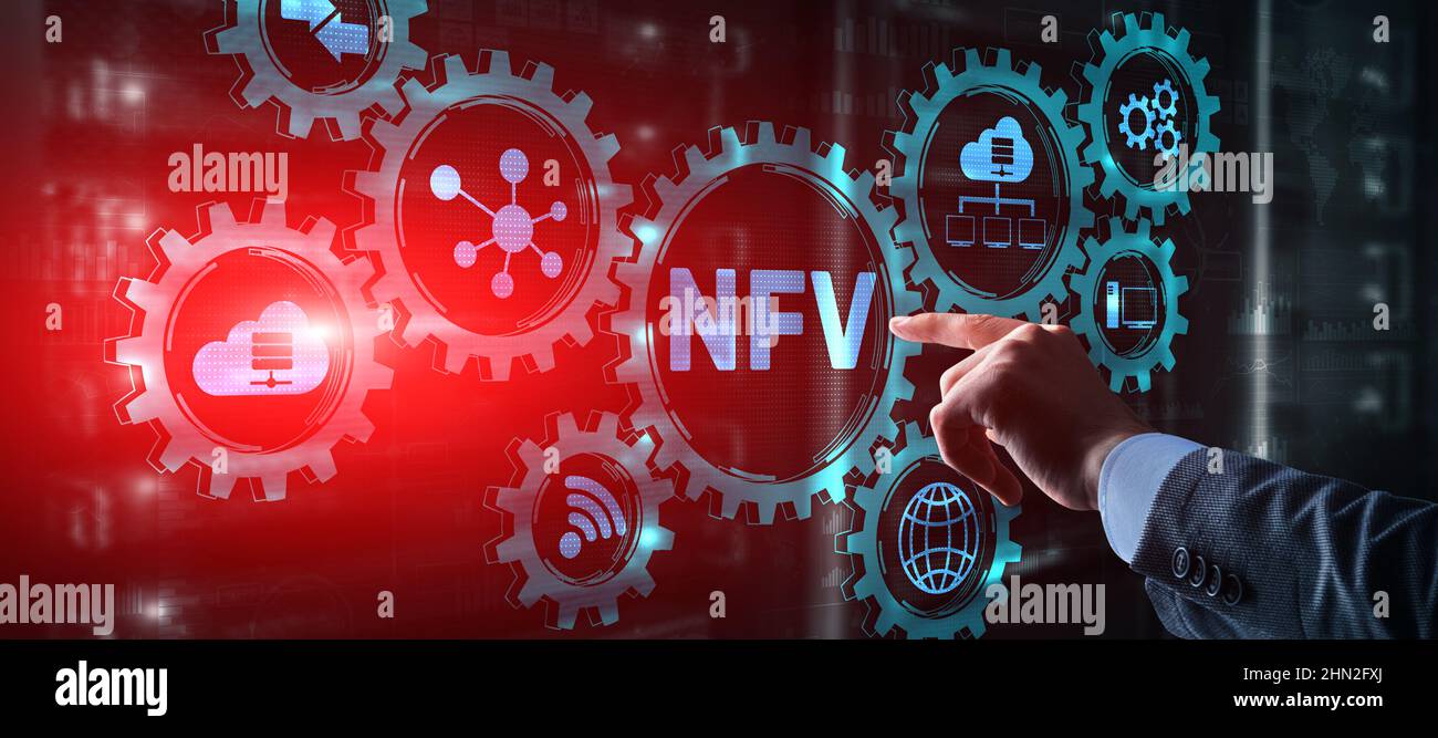 NFV Network Function Virtualization. Architecture Technologies Virtual Machines Concept Stock ...