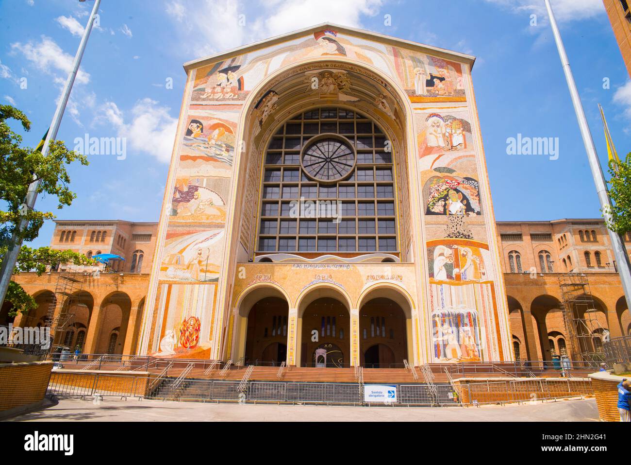 The imponent facade of The Cathedral Basilica of the National Shrine of ...