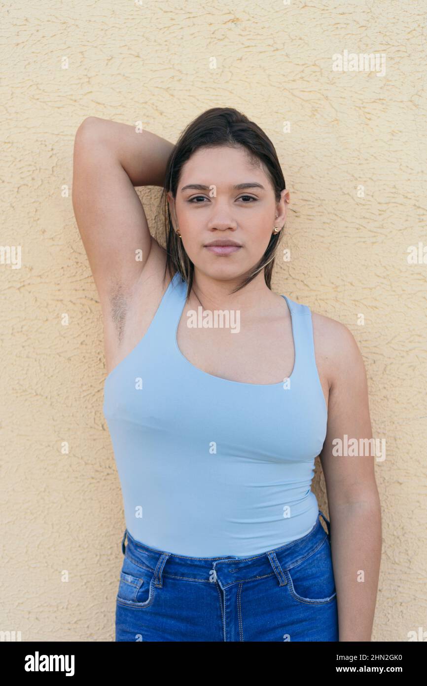 Girl with hairy armpit hi-res stock photography and images - Alamy