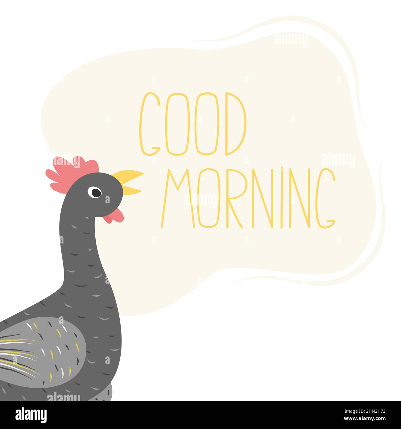 Good morning. Vector illustration of a rooster that cries and wakes up ...