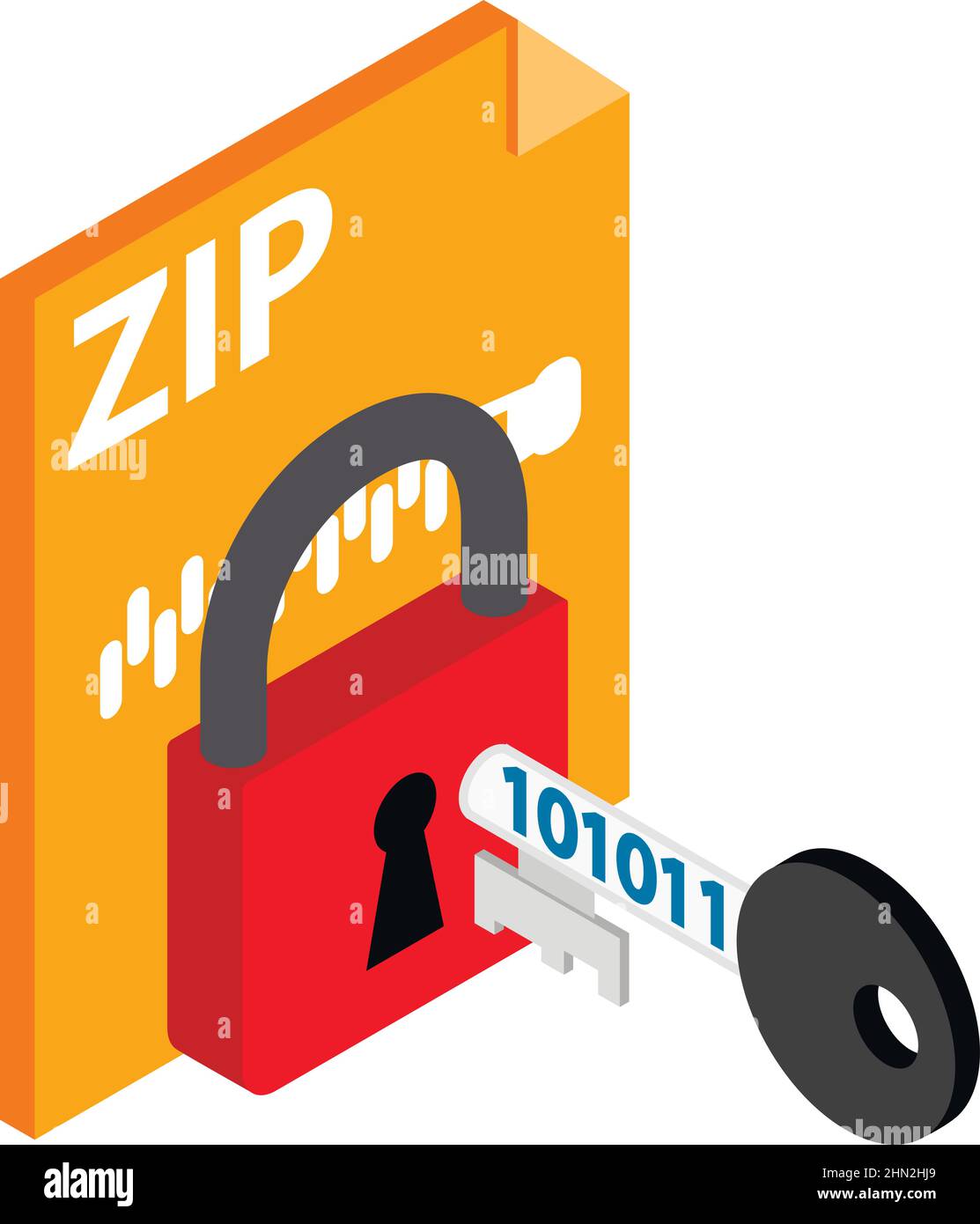 Data protection icon isometric vector. Key with binary code and padlock ...
