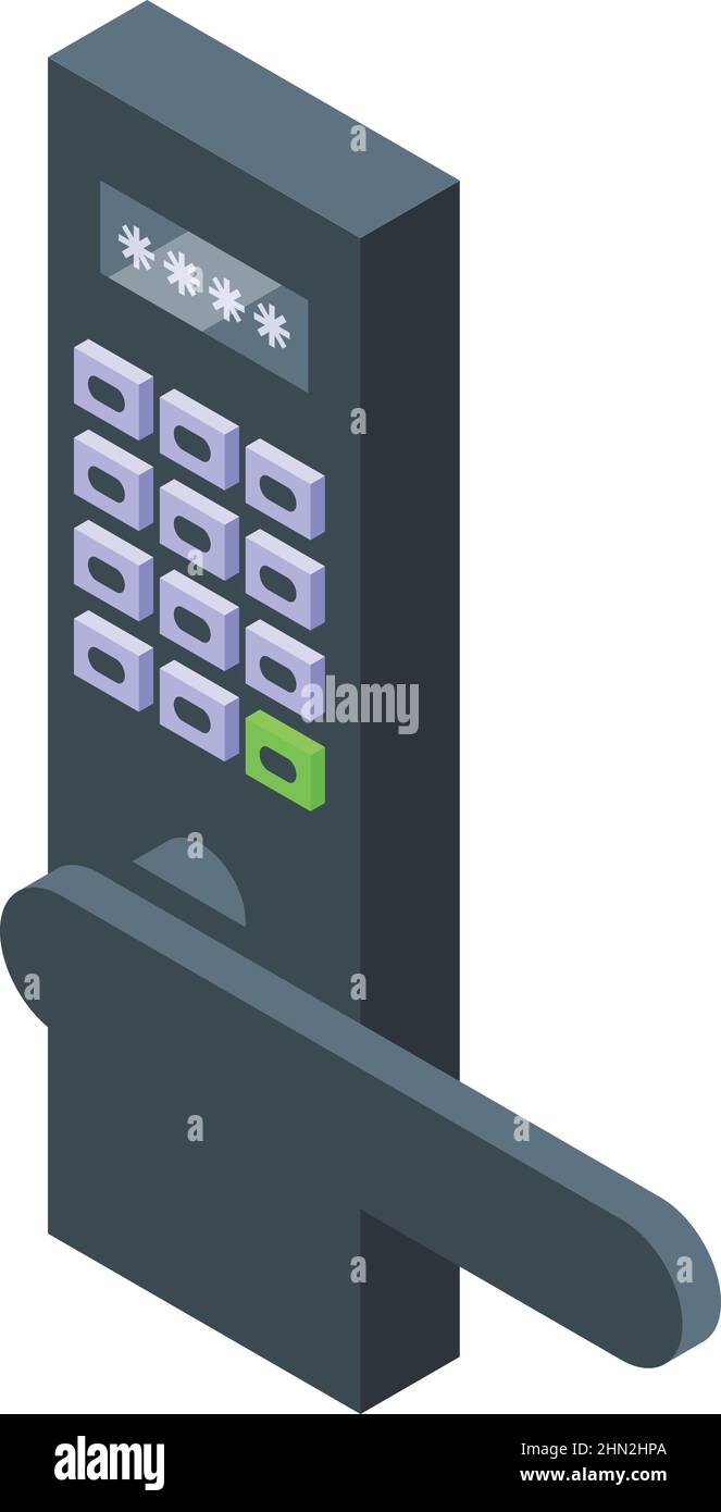 Door code access icon isometric vector. Contract document. Digital sign ...