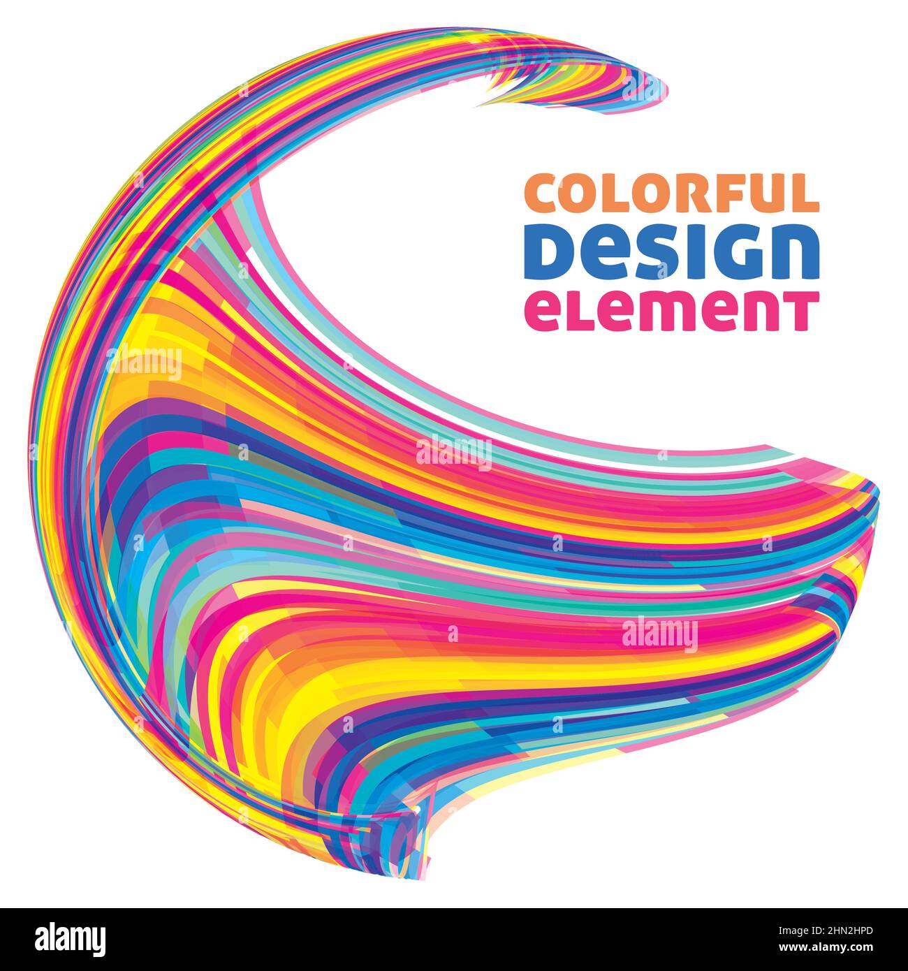 Abstract colorful rounded design element on white background. Catchy ...