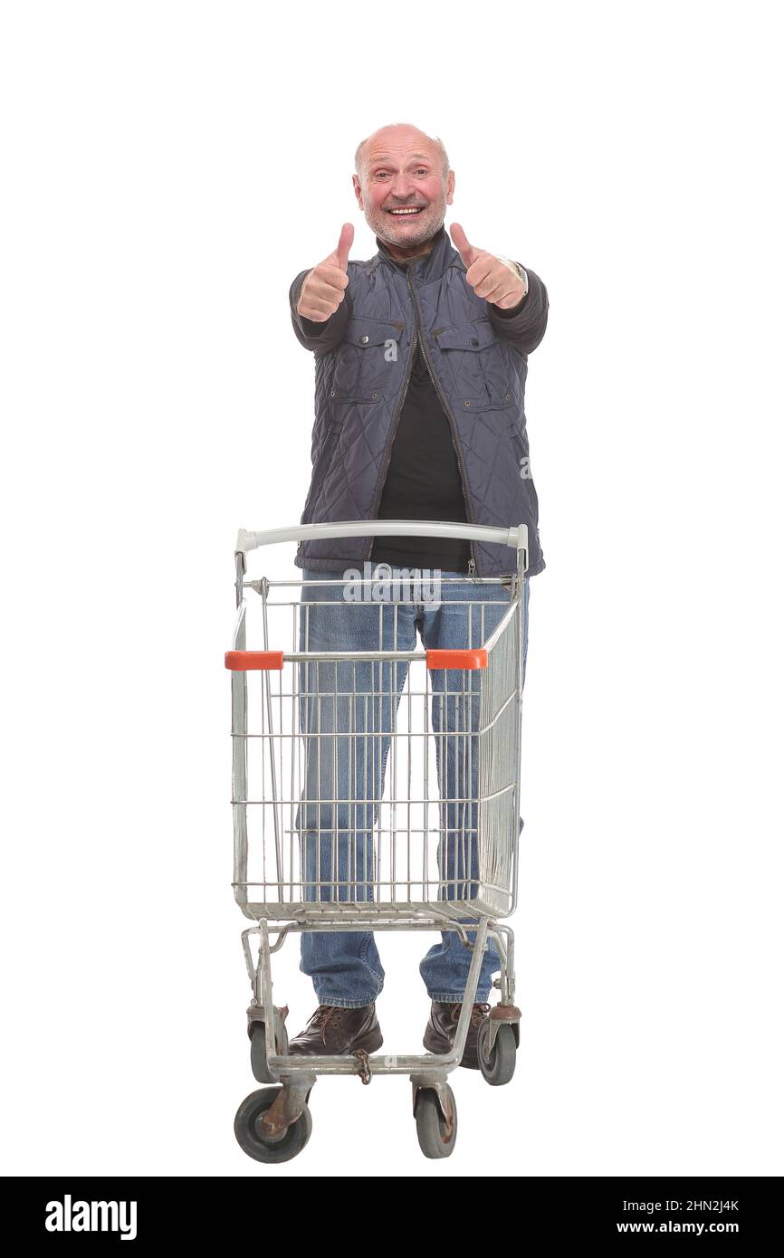 An old elderly man with a shopping trolley hi-res stock photography and ...