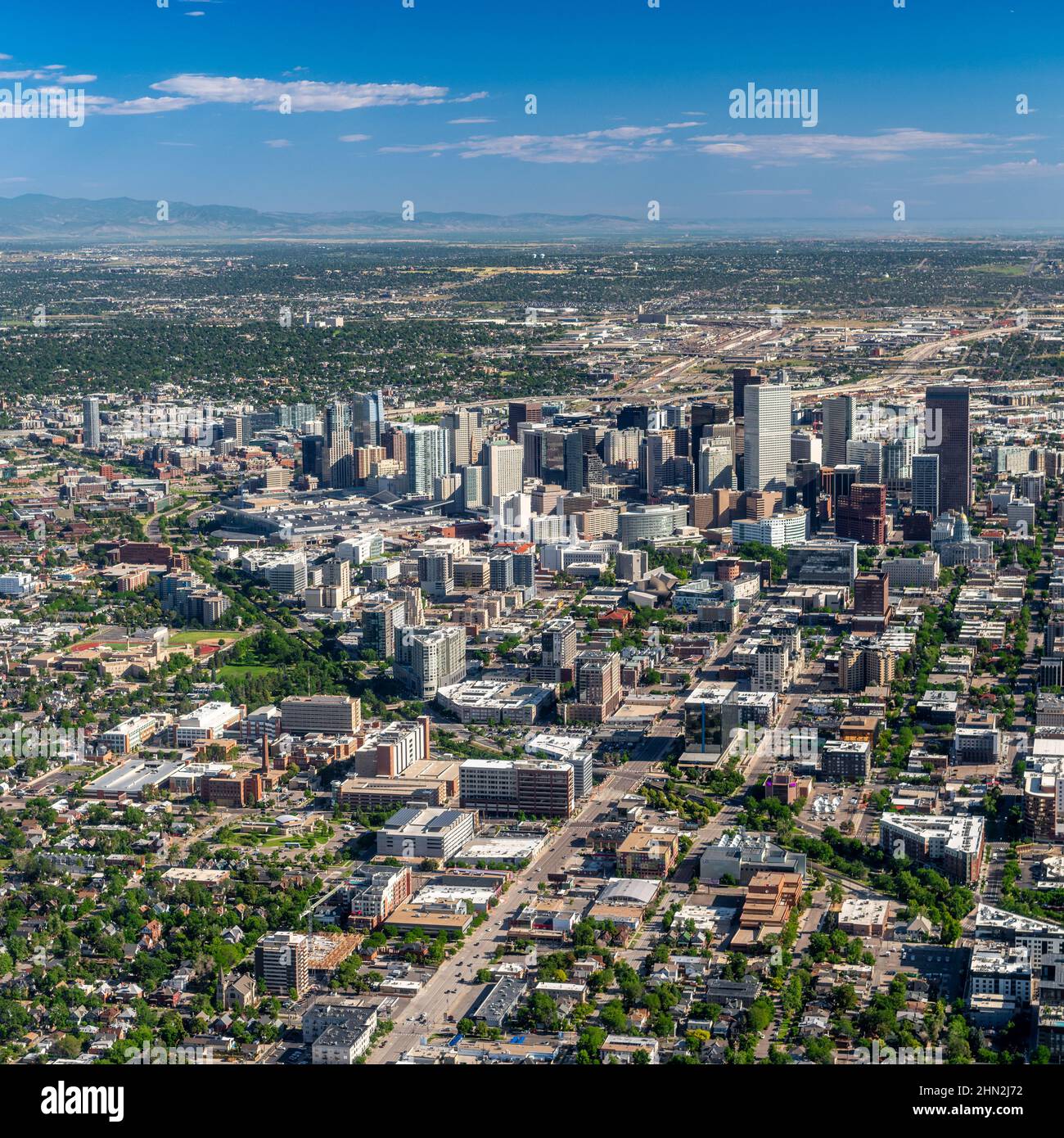 Denver Skyline aerial view to the East Stock Photo - Alamy