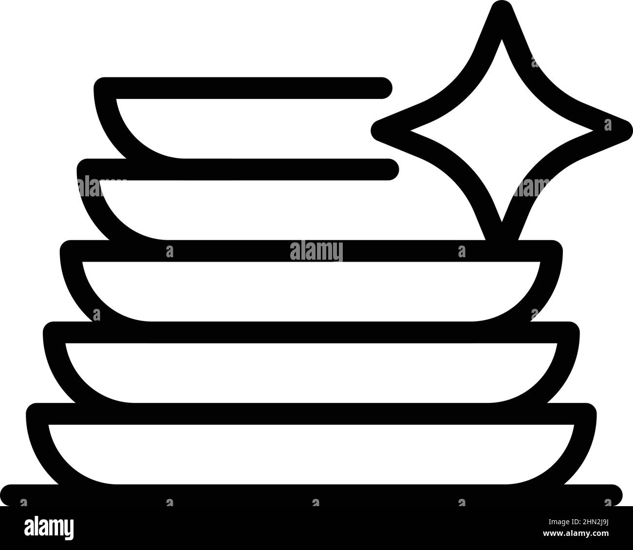 Clean dish stack icon outline vector. Wash label. Liquid detergent ...