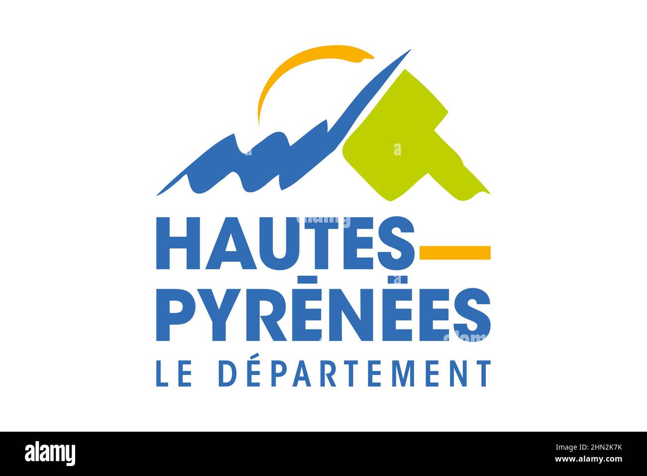 Top view of flag department of Hautes Pyrenees, France. French patriot ...