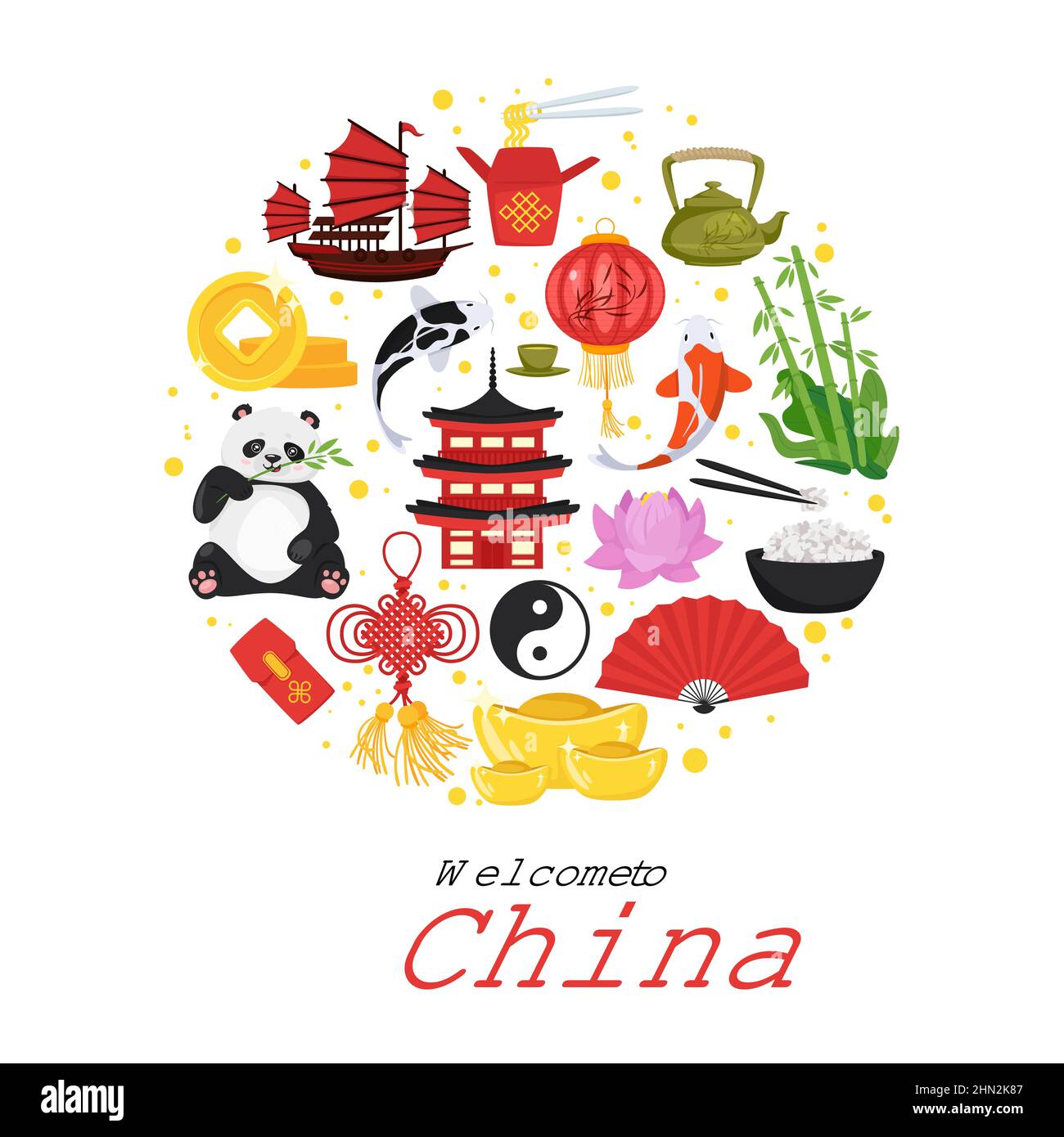 Vector illustration of a China banner with symbols Stock Vector Image ...
