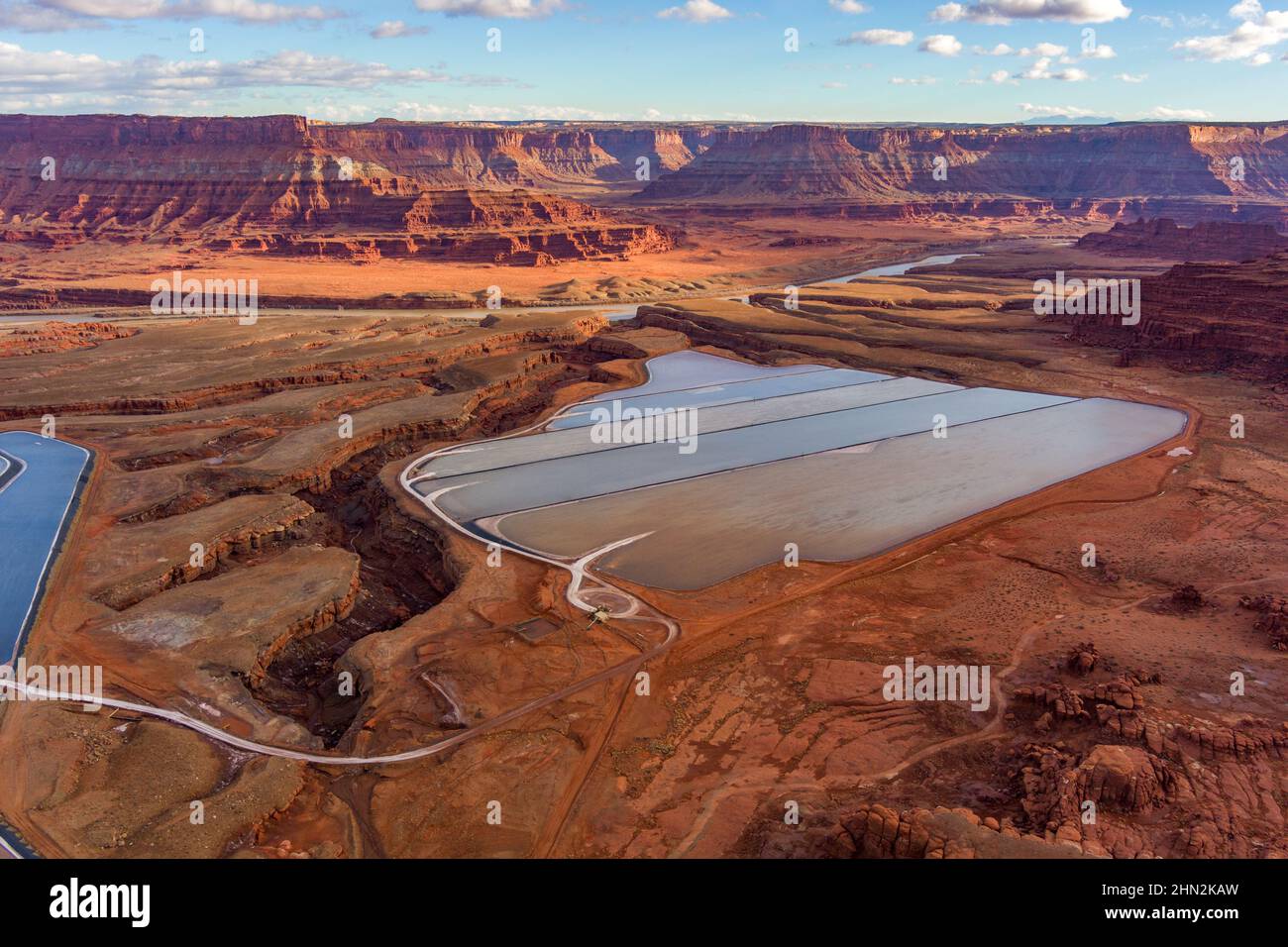Potash mining operation settling ponds in the Utah desert Stock Photo ...