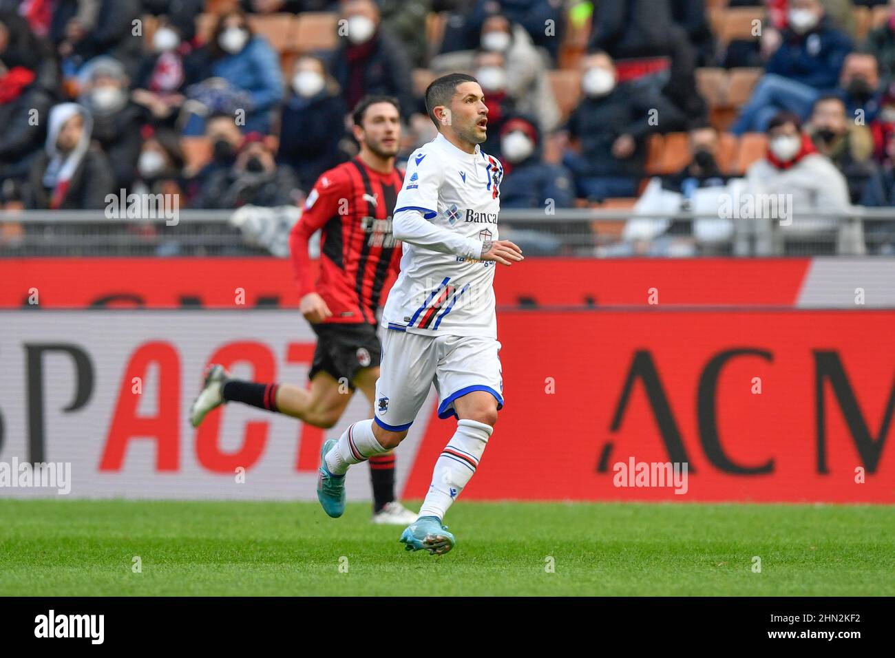 Milano, Italy. 13th Feb, 2022. Stefano Sensi (5) of Sampdoria seen in ... Milano, Italy. 13th Feb, 2022. Stefano Sensi (5) of Sampdoria seen in ...