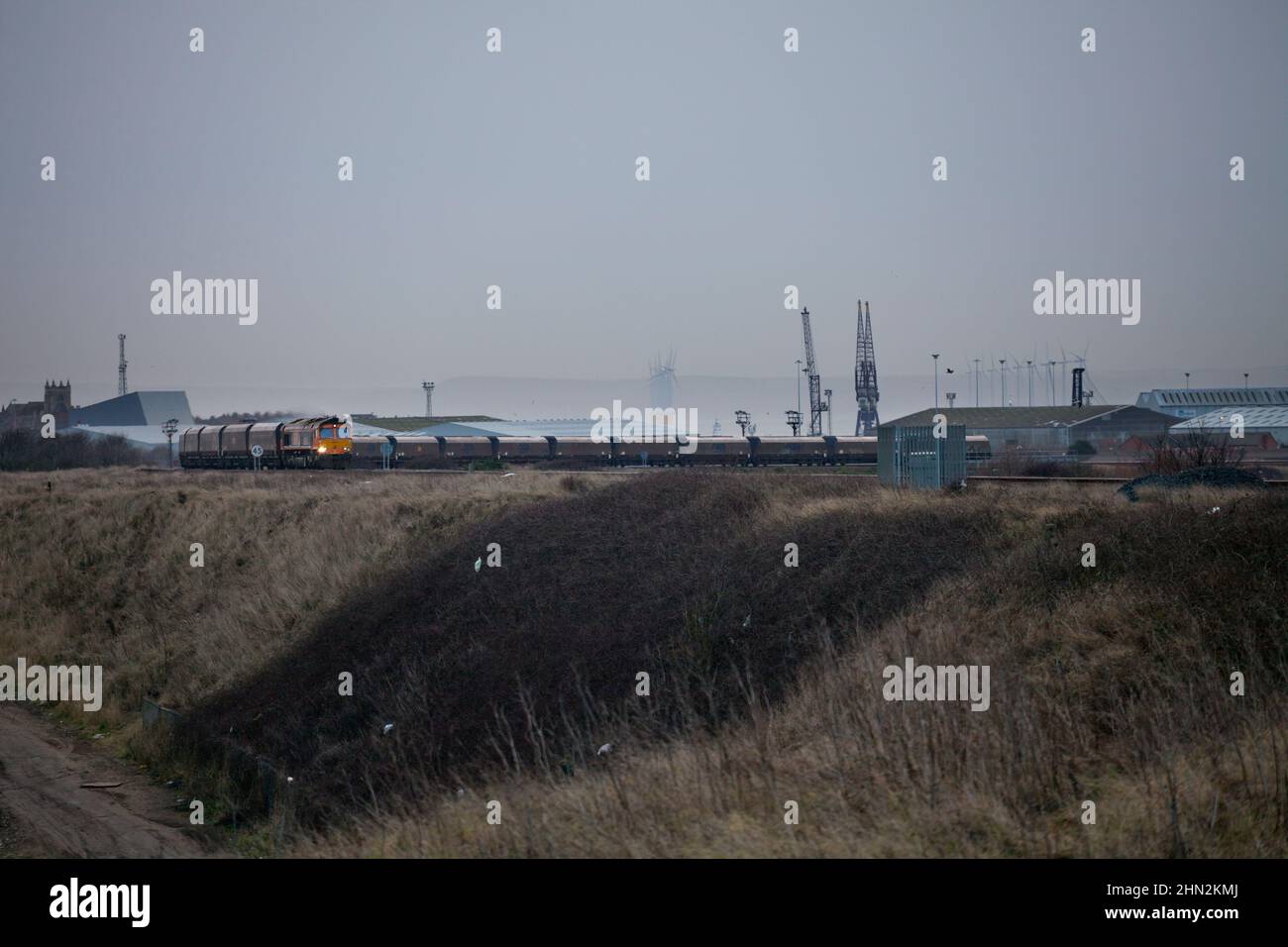 GB Railfreight class 66 locomotive 66716 passing Hart Warren (north of ...
