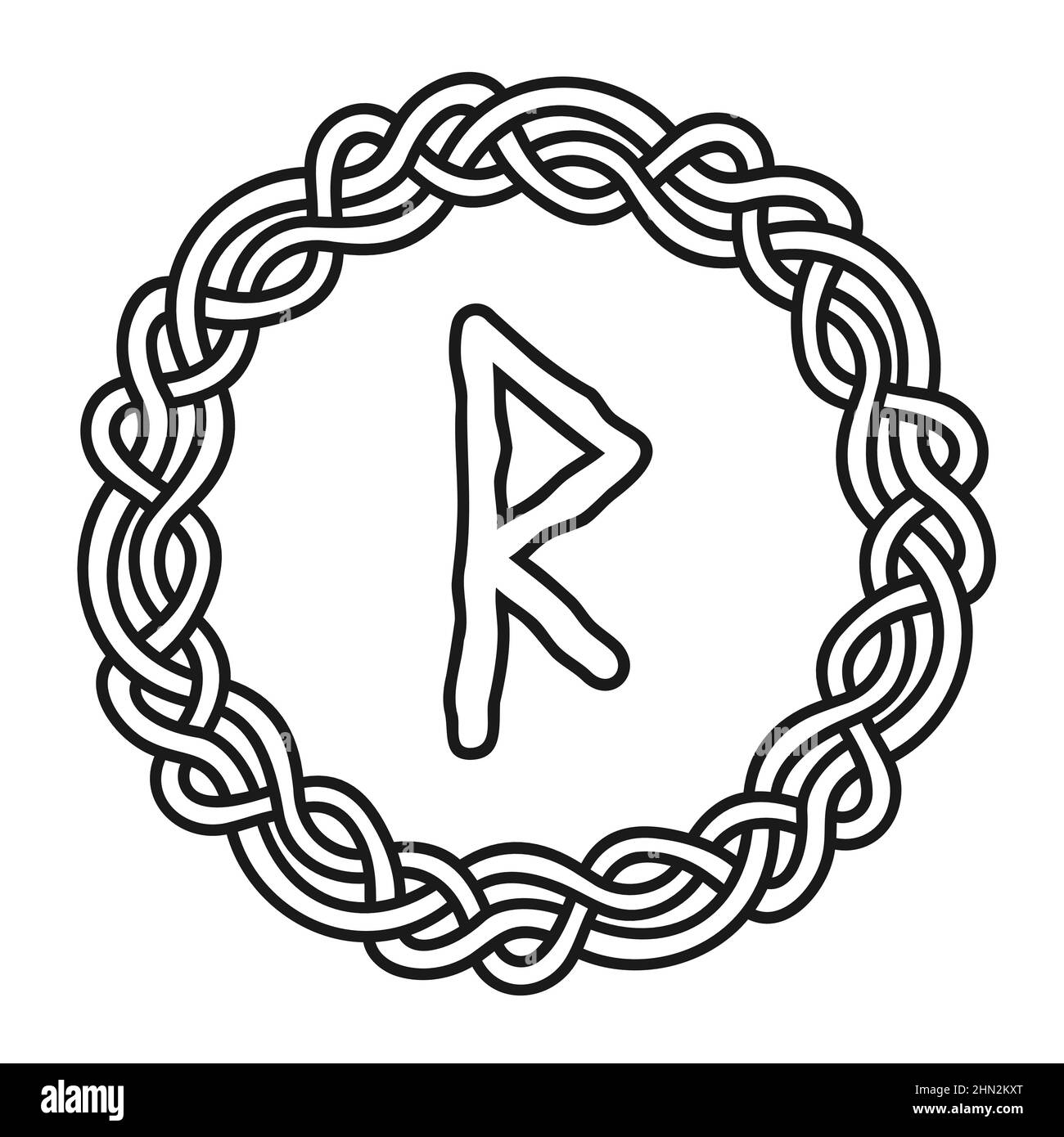 Rune Raido in a circle - an ancient Scandinavian symbol or sign, amulet ...