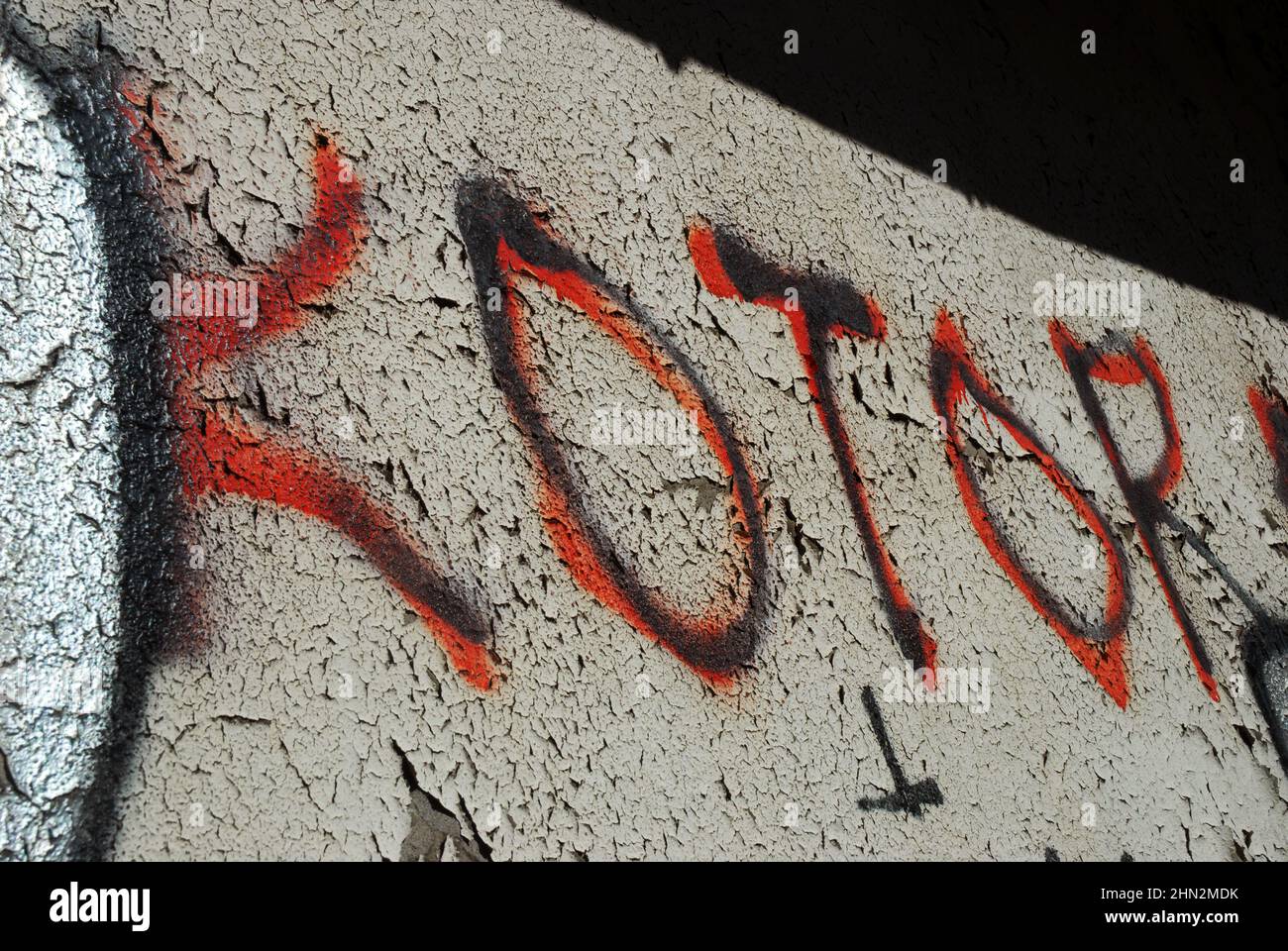 Kotor sign sprayed on wall, Kotor, Montenegro Stock Photo - Alamy