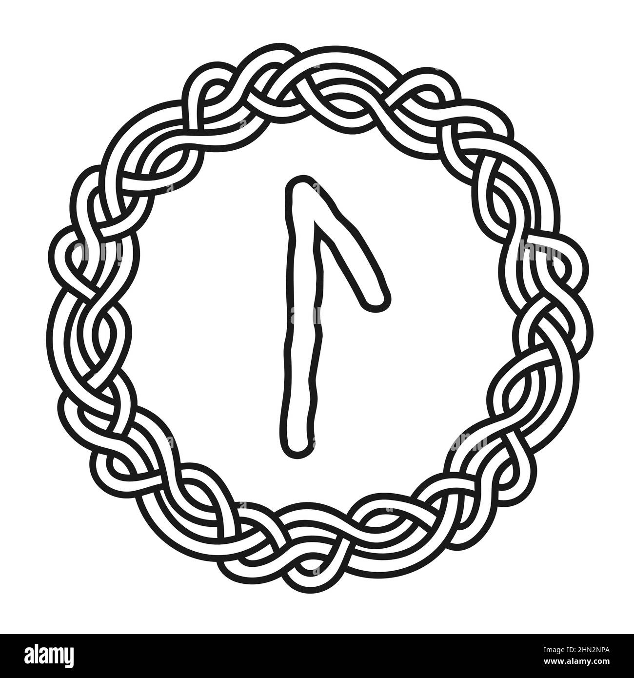 Rune Laguz in a circle - an ancient Scandinavian symbol or sign, amulet ...