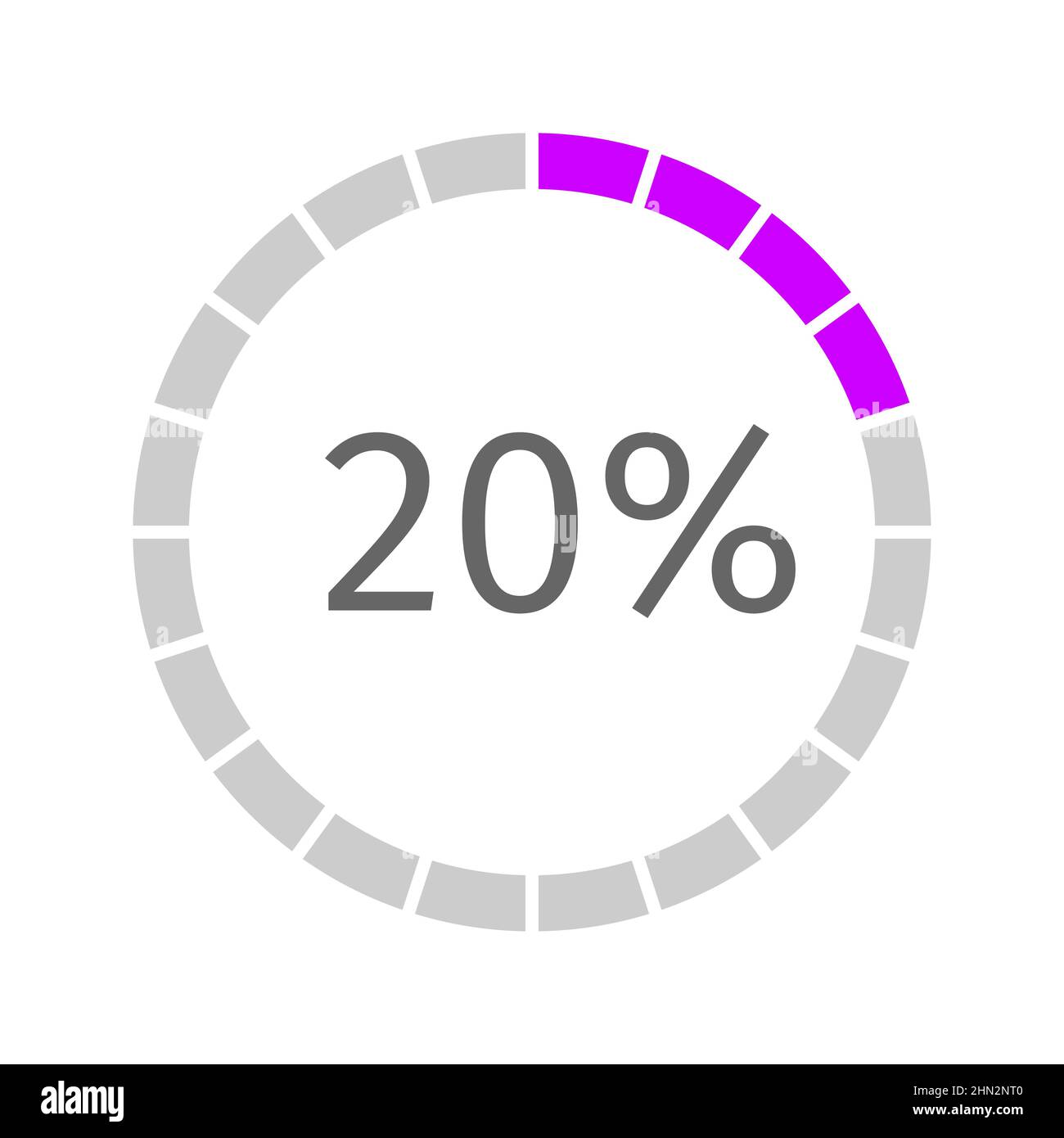 Buffering icon with 20 percent filled round loading bar. Progress ...