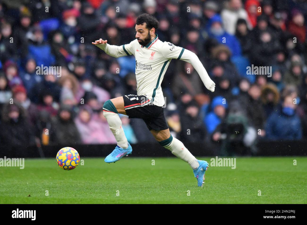 Burnley, UK. 13th Feb, 2022. Liverpool's Mohamed Salah in action during ...