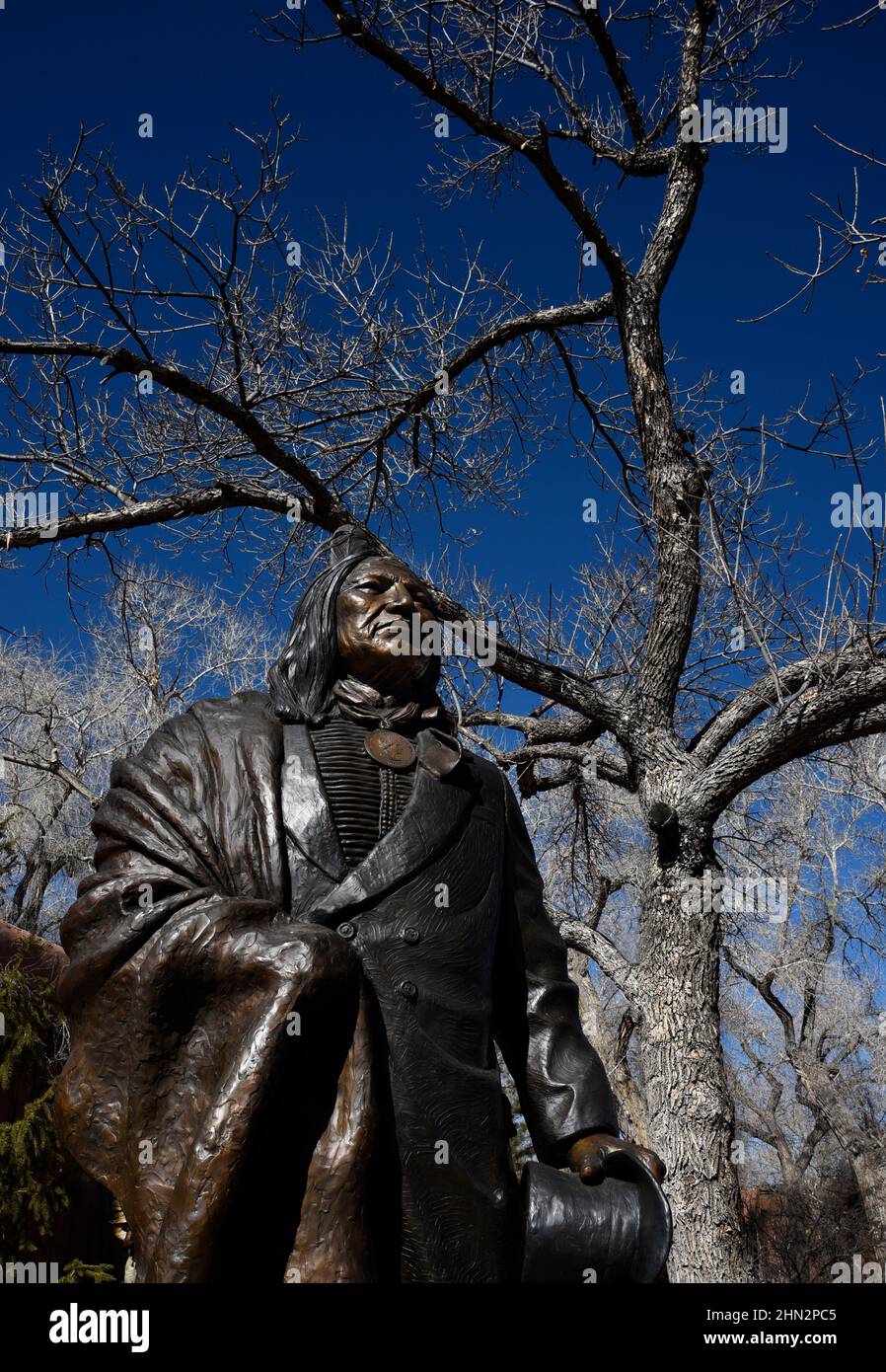 A bronze sculpture of Lakota tribal chief Spotted Tail by American ...