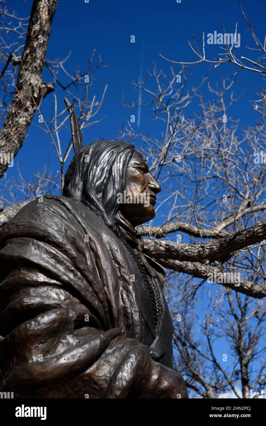 A bronze sculpture of Lakota tribal chief Spotted Tail by American ...