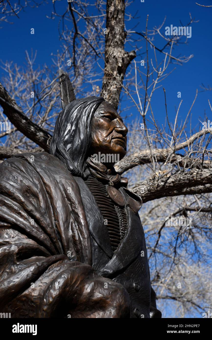 A bronze sculpture of Lakota tribal chief Spotted Tail by American ...