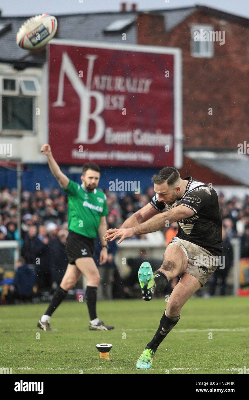 Luke Gale #7 of Hull FC takes the conversion kick and scores Stock ...