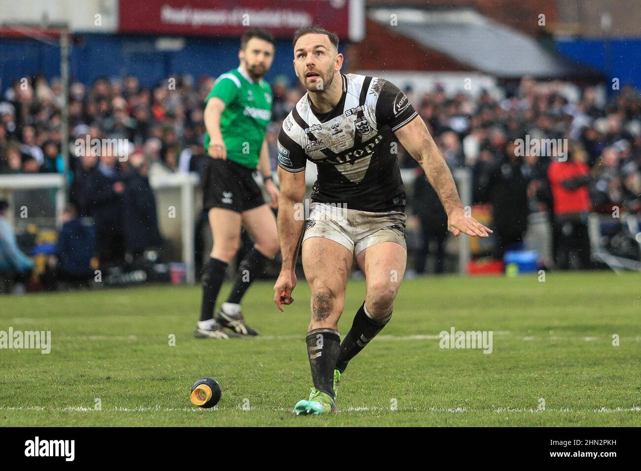 Luke Gale #7 of Hull FC takes the conversion kick and scores Stock ...